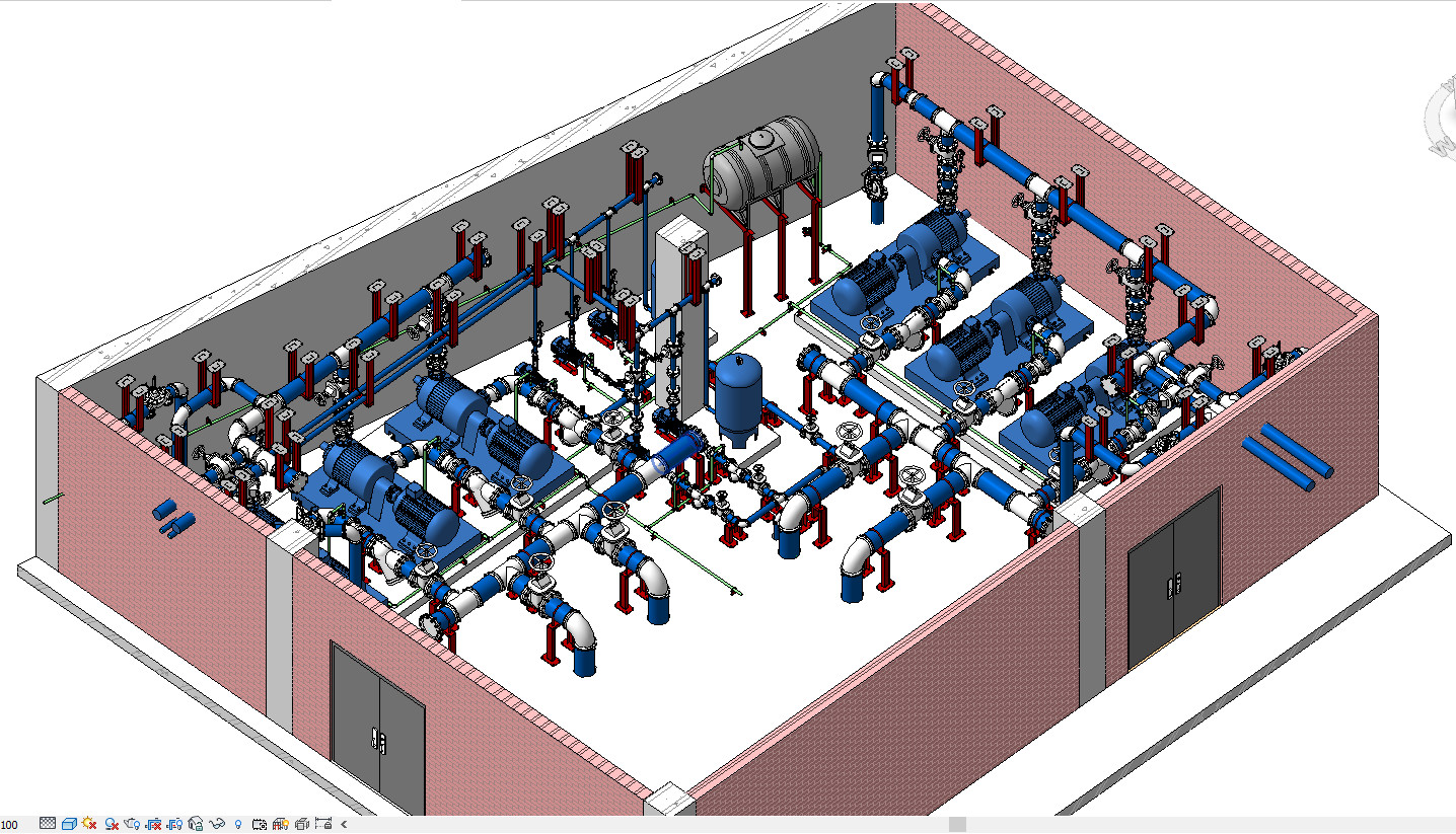 Mô hình Revit phòng bơm nước sinh hoạt
